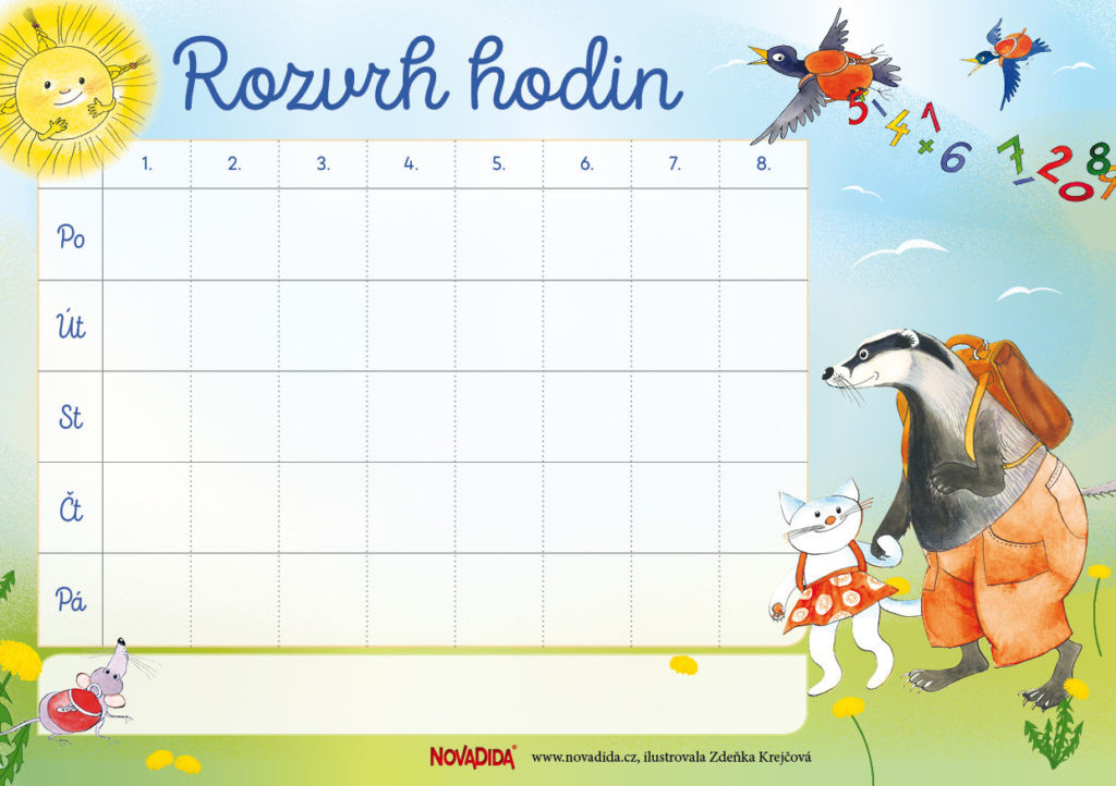 Rozvrh hodin ke stažení zdarma | NOVADIDA